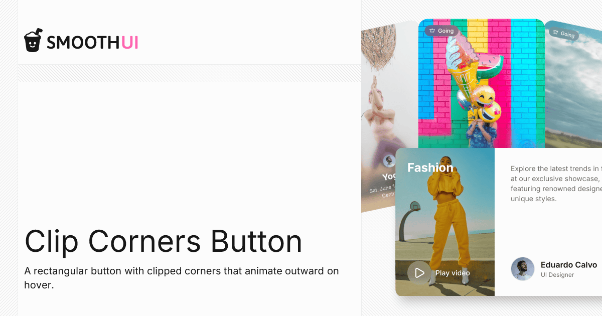 Clip Corners Button - React Component | SmoothUI